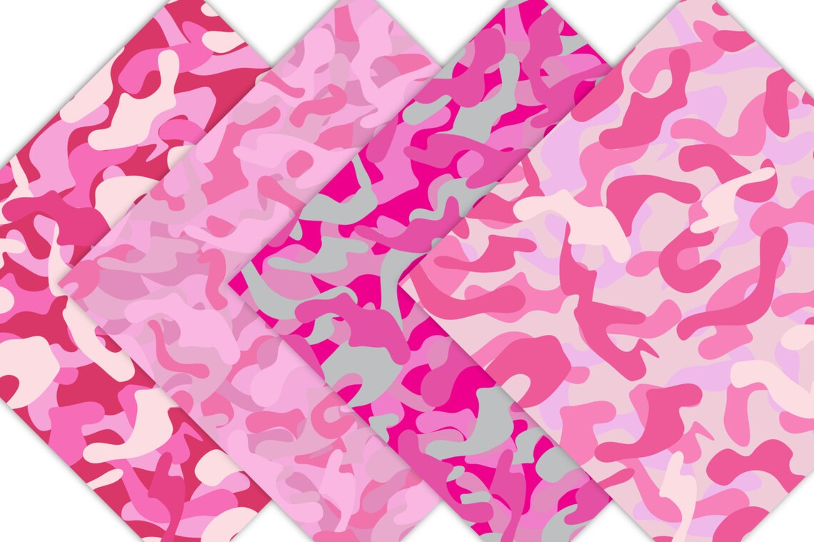 Pink Camo Digital Paper, Pink Camouflage Digital Paper Pack, Camo ...