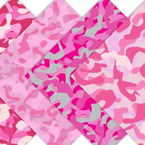 Pink Camo Digital Paper, Pink Camouflage Digital Paper Pack, Camo ...