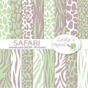 Safari Digital Scrapbook, Digital Scrapbook Paper Pack, Animal Print ...