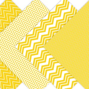 Yellow Chevron Digital Paper Pack, Digital Scrapbook Paper, Yellow and ...