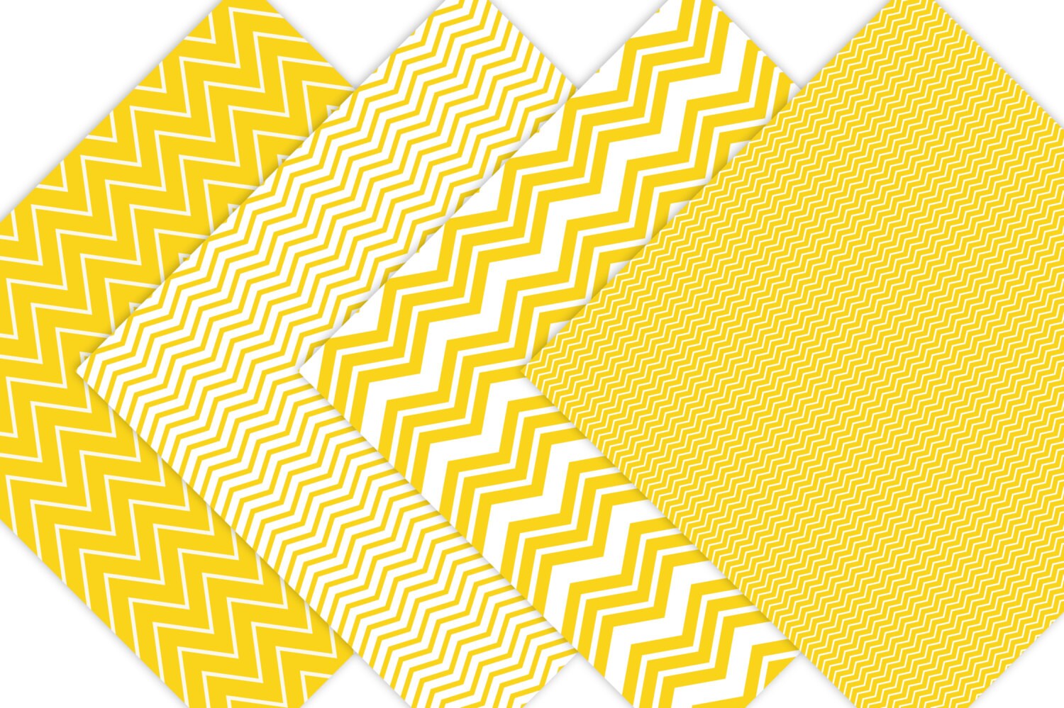 Yellow Chevron Digital Paper Pack, Digital Scrapbook Paper, Yellow and ...