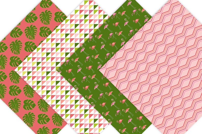 Flamingo Digital Paper "tropical Flamingo" Pattern Design, Tropical ...