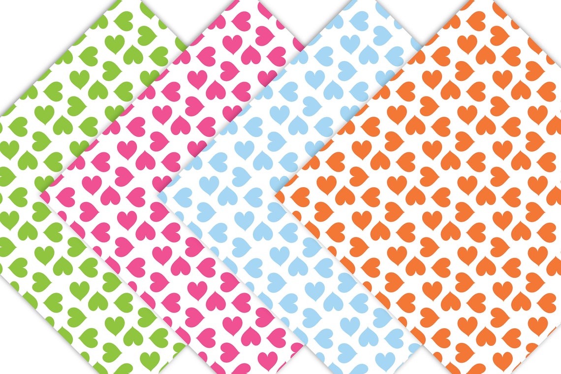 Rainbow Heart Digital Paper, Hearts Pattern Backgrounds, Rainbow Hearts ...