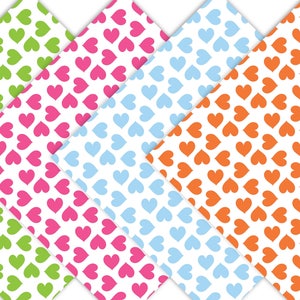 Rainbow Heart Digital Paper, Hearts Pattern Backgrounds, Rainbow Hearts ...