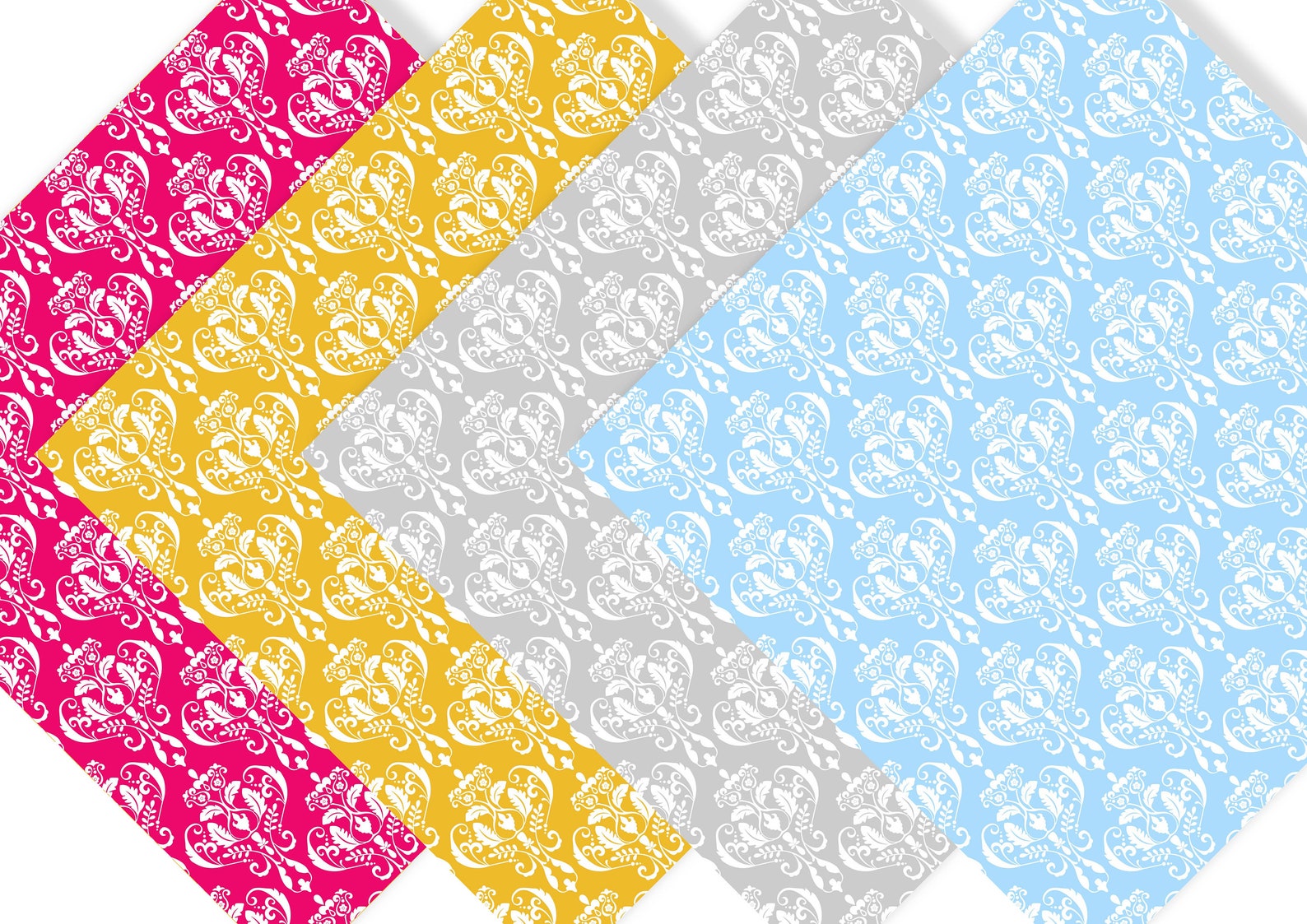 Damask Digital Paper Pack Rainbow Bundle Patterned Paper Pack - Etsy