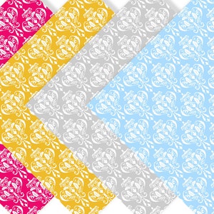 Damask Digital Paper Pack Rainbow Bundle Patterned Paper Pack Damask ...