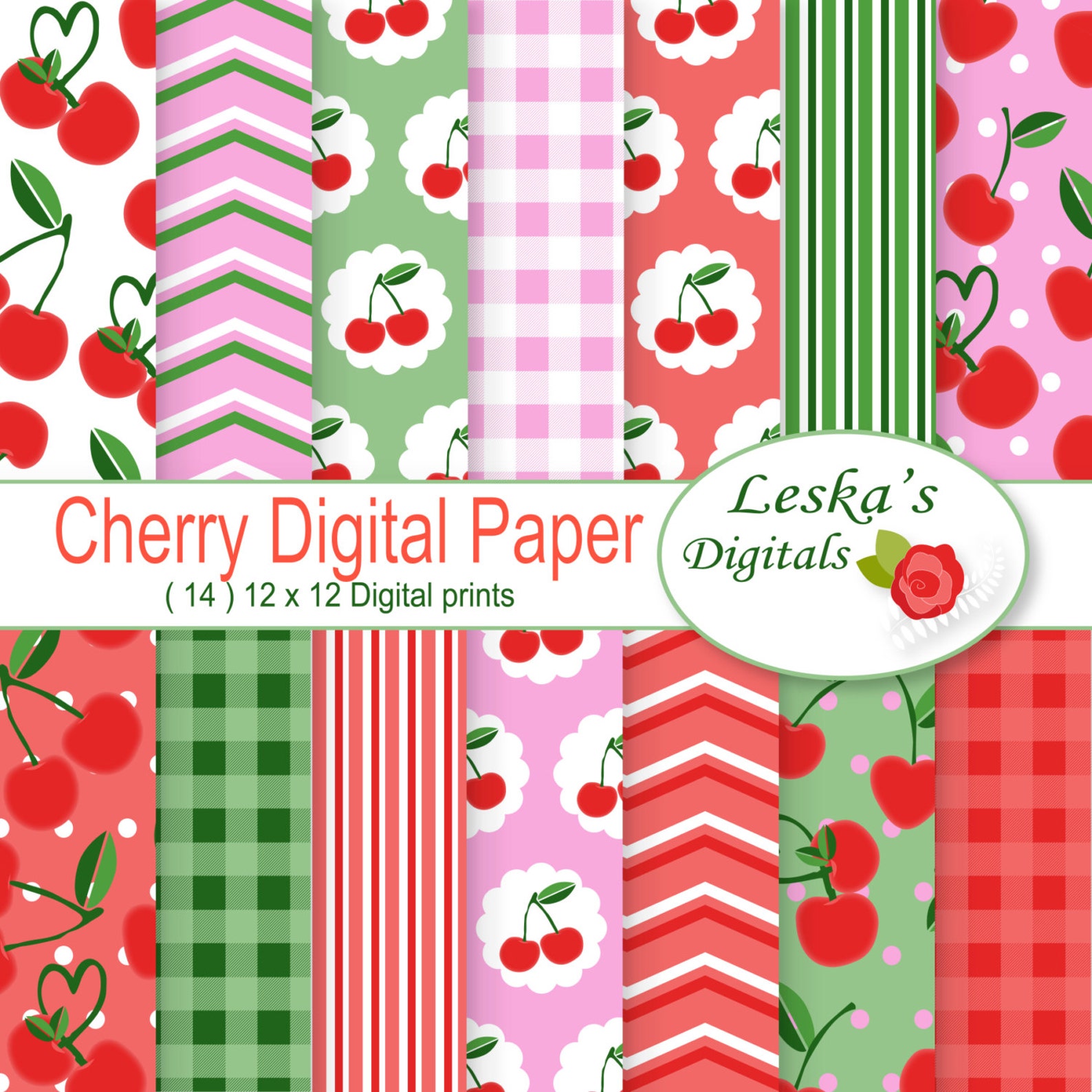 Cherry Digital Paper: cherry SCRAPBOOK Paper Paper - Etsy