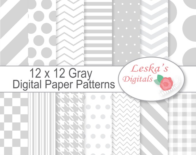 Gray Digital Paper Scrapbook Patterns Grey Digital Paper - Etsy