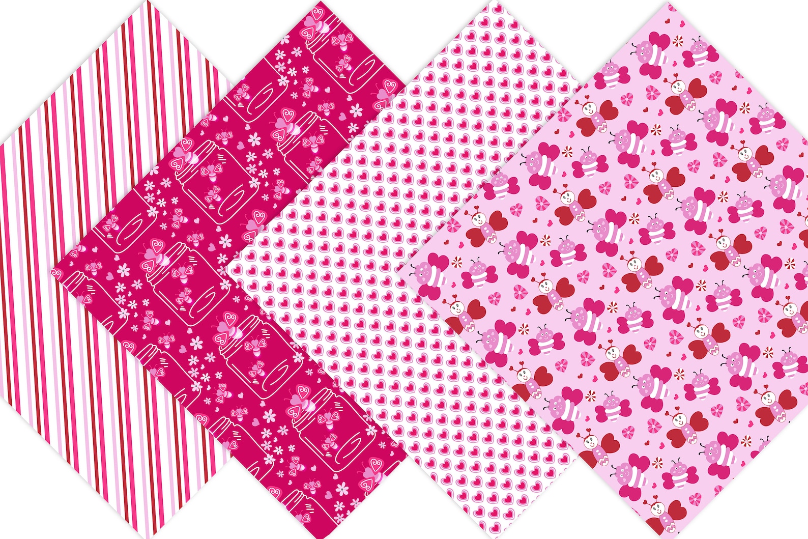 Valentine Digital Valentine Papers Love Bug Digital Pink - Etsy
