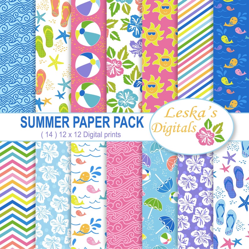 Summer Paper Pack Beach Digital Paper Summer Vacation - Etsy