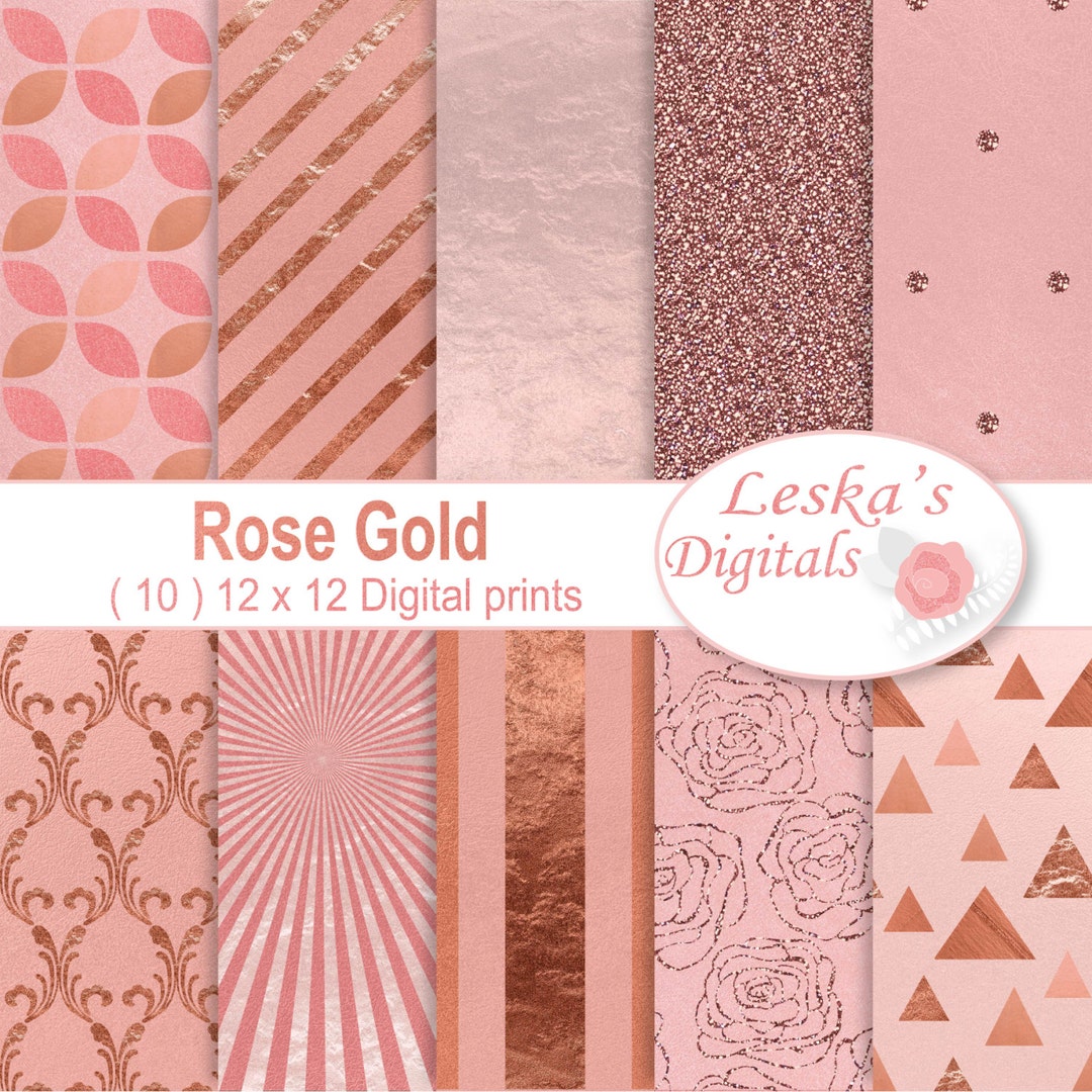 Rose Gold Digital Paper - Rose Gold Texture Digital Download Pattern ...