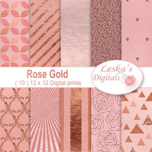 Rose Gold Digital Paper - Rose Gold Texture Digital Download Pattern ...