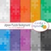 JIGSAW PUZZLE BACKGROUND Digital Paper Pack, Colored Puzzle Digital ...