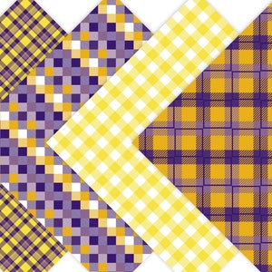 PLAID DIGITAL PAPER Yellow and Purple Plaid Digital Paper, Digital ...