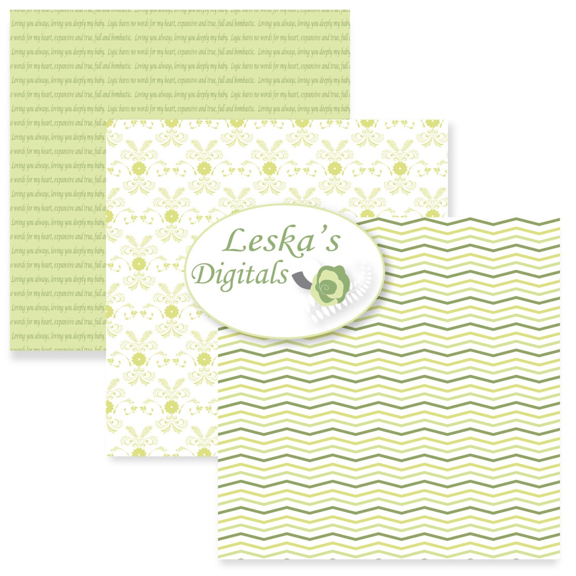 Green Digital Paper Digital Scrapbooking Paper Variety Pack: - Etsy