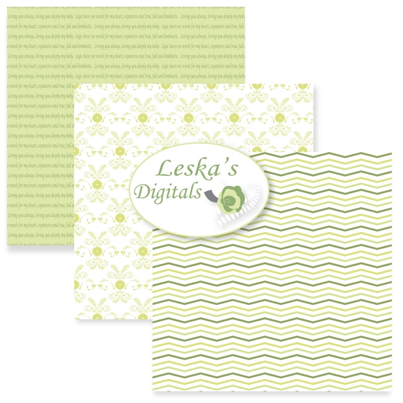 Green Digital Paper Digital Scrapbooking Paper Variety Pack: - Etsy