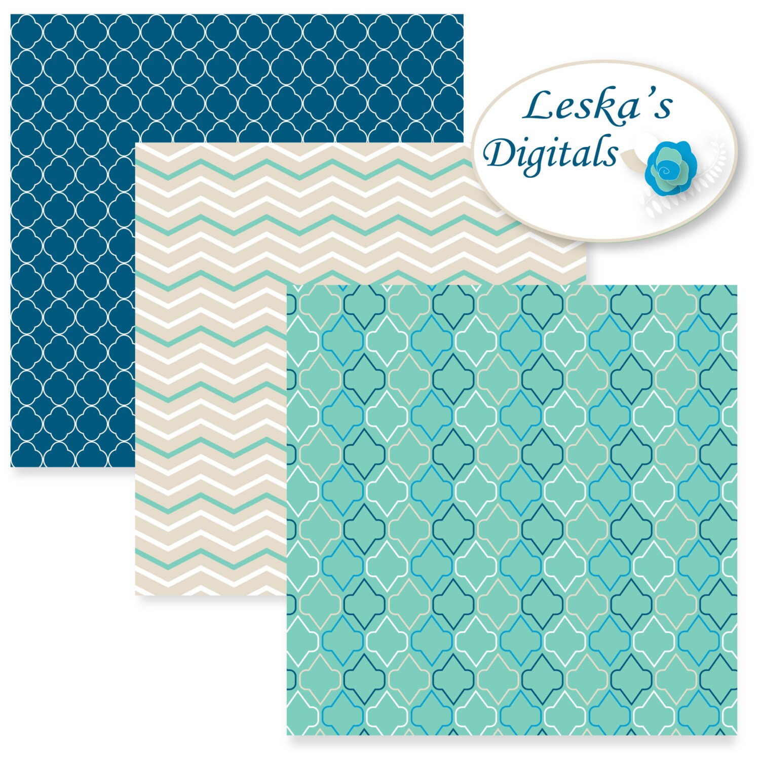 Beach Digital Paper - Digital Paper Patterns Blue Green Yellow Sand ...