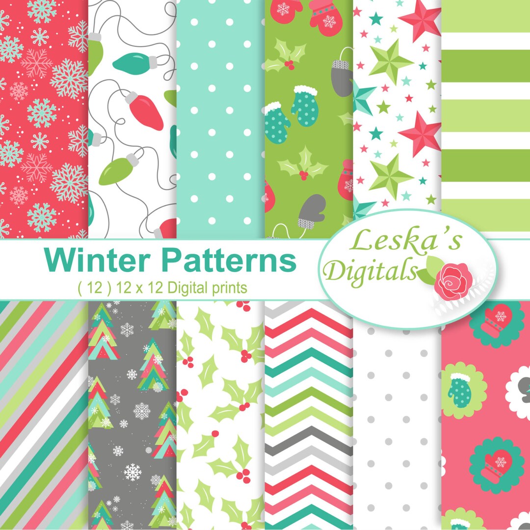 Christmas Digital Scrapbook Paper, Christmas Background, White ...
