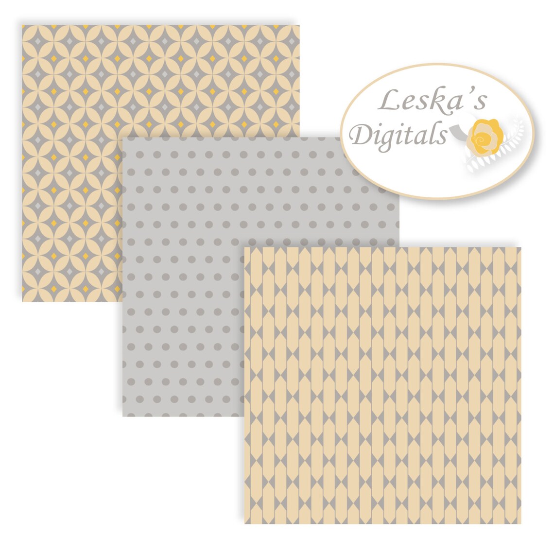 Yellow and Grey Digital Paper, Background Paper, Yellow and Grey ...
