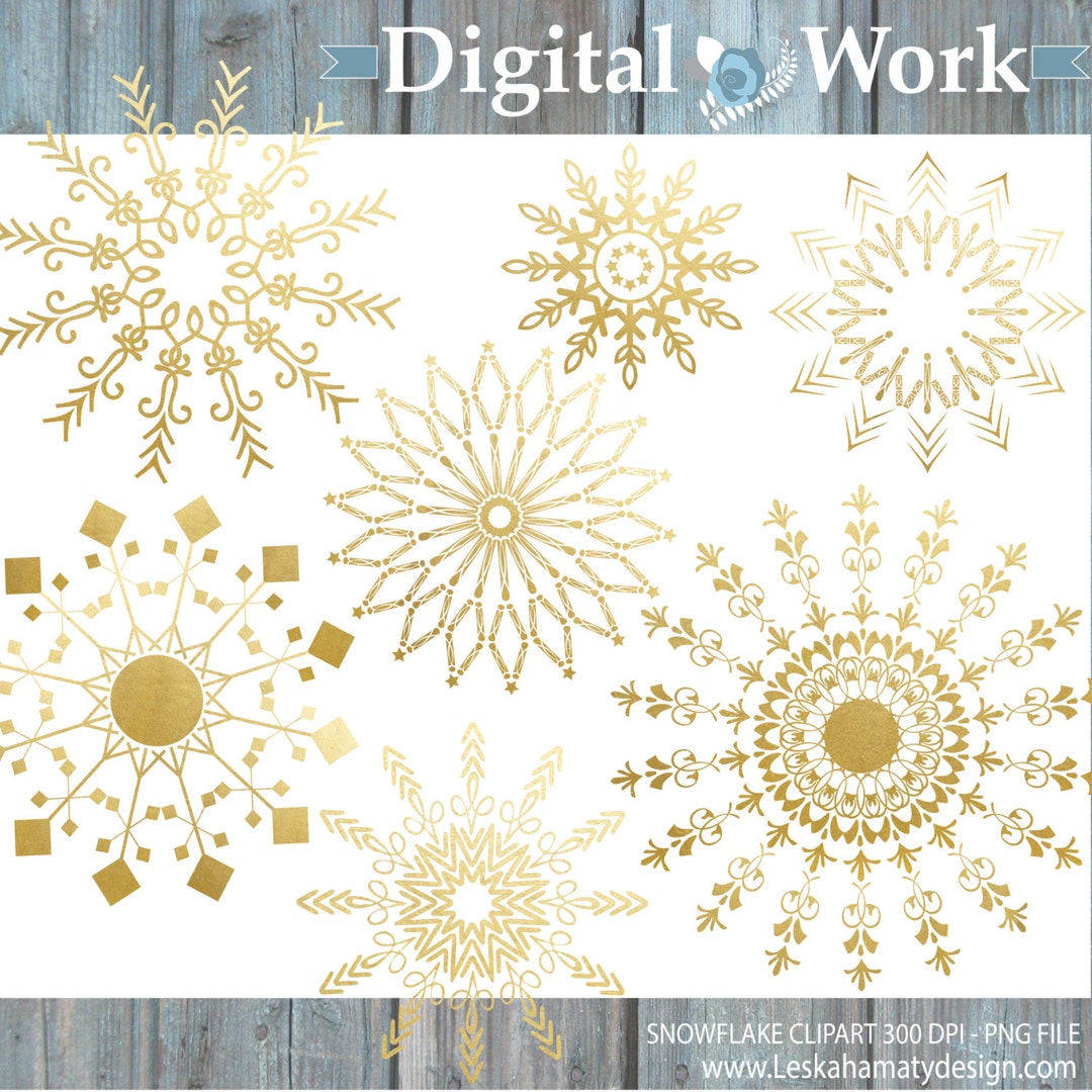 Gold Clipart: "gold Snowflake" Digital Clipart for Commercial Use ...