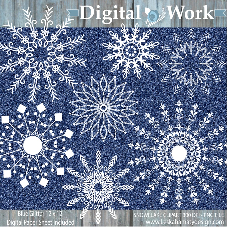 Snowflake Clipart: Snowflakes Digital clipart | Etsy