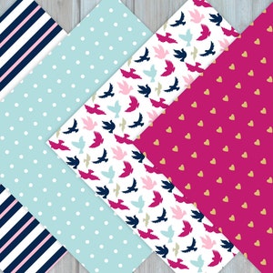 Pretty Digital Paper: "navy, PINK and Gold" Digital Paper Pack of ...