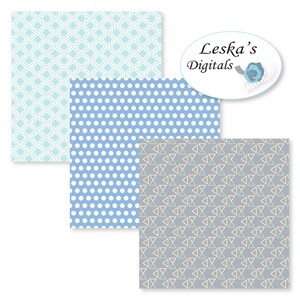Blue Geometric Digital Paper - Geometric Digital Paper Pack - Scrapbook ...