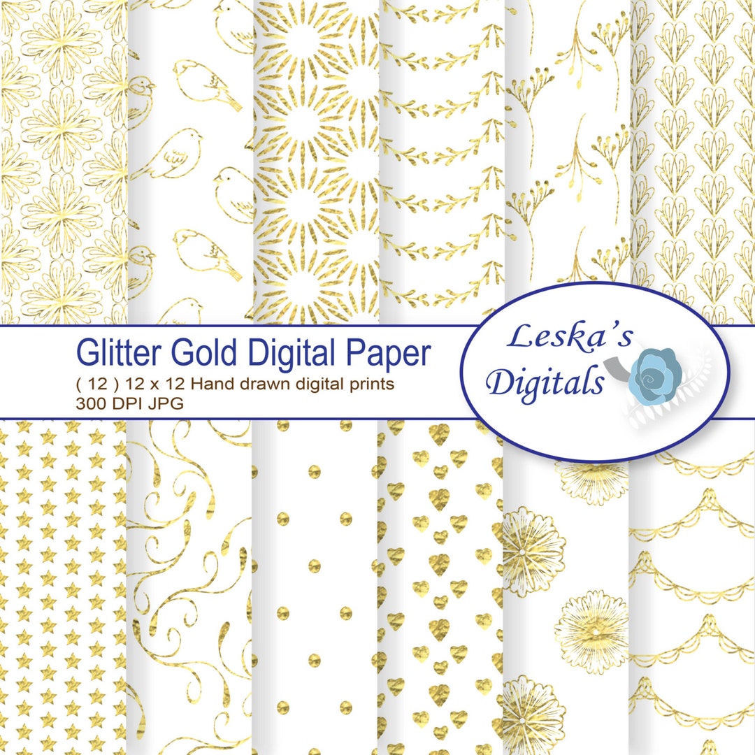 Glitter Gold Digital Paper: glitter Gold Scrapbook - Etsy