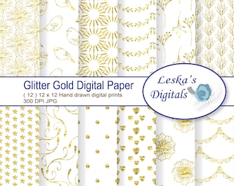 Instant Download Gold Glitter Digital Paper Pack: Glitter - Etsy