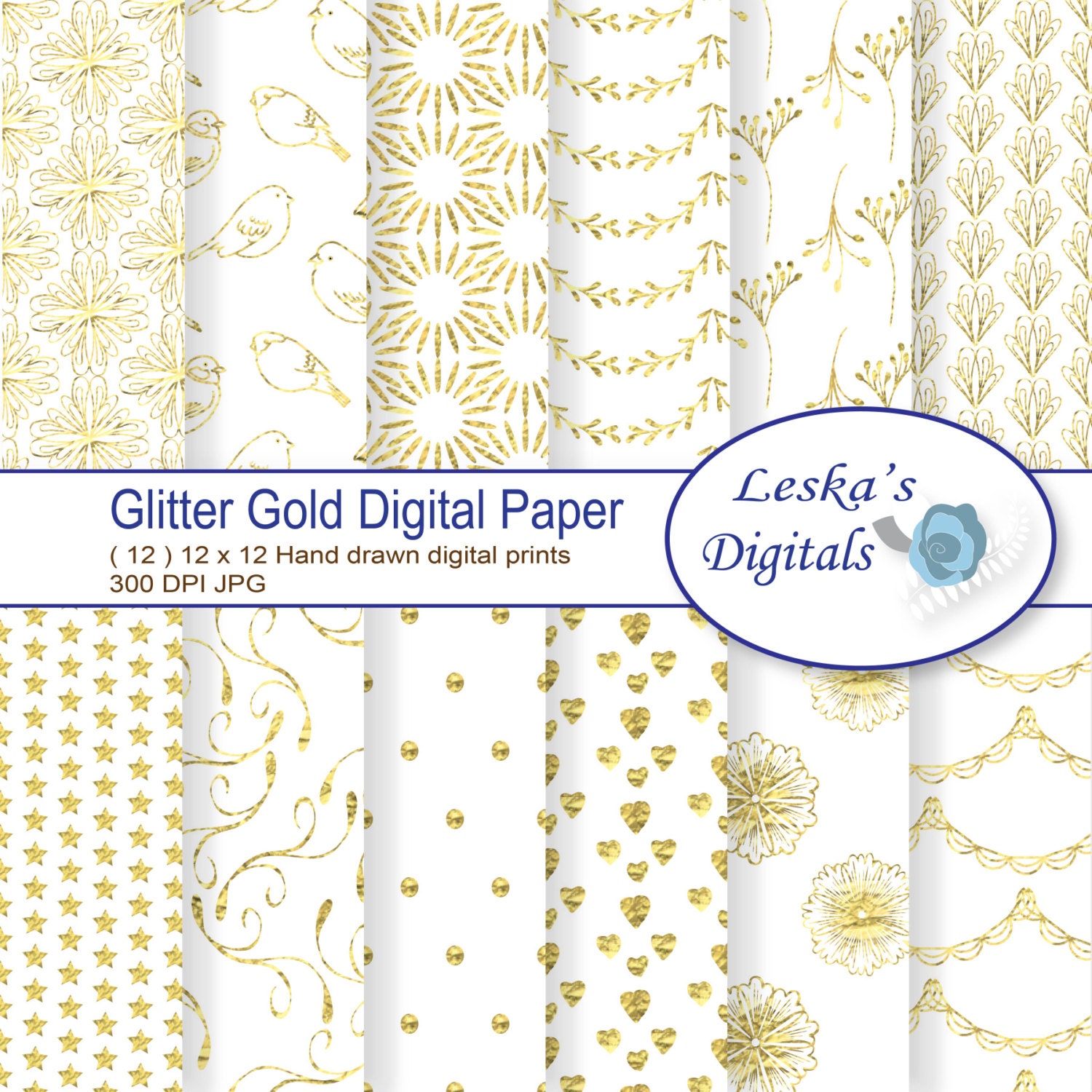 Glitter Gold Digital Paper: "glitter Gold" Scrapbook Paper Pack, Gold ...