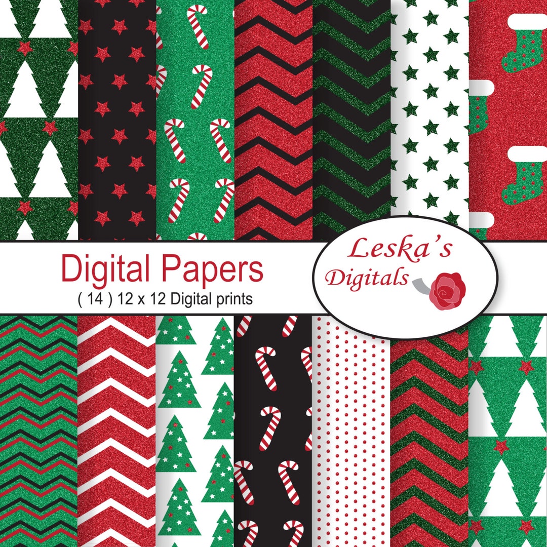 Christmas Digital Paper Pack "christmas DIGITAL Paper" Glitter ...