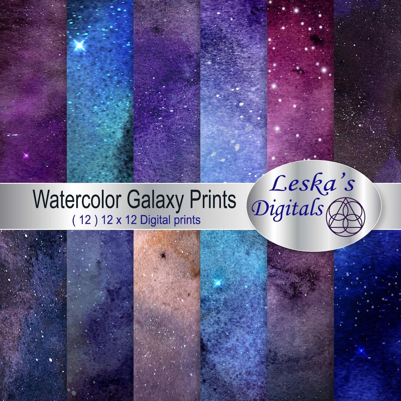 Galaxy Digital Paper watercolor Texture Watercolor - Etsy