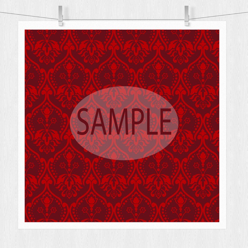 Red Damask Digital Paper red DIGITAL Damask Red | Etsy