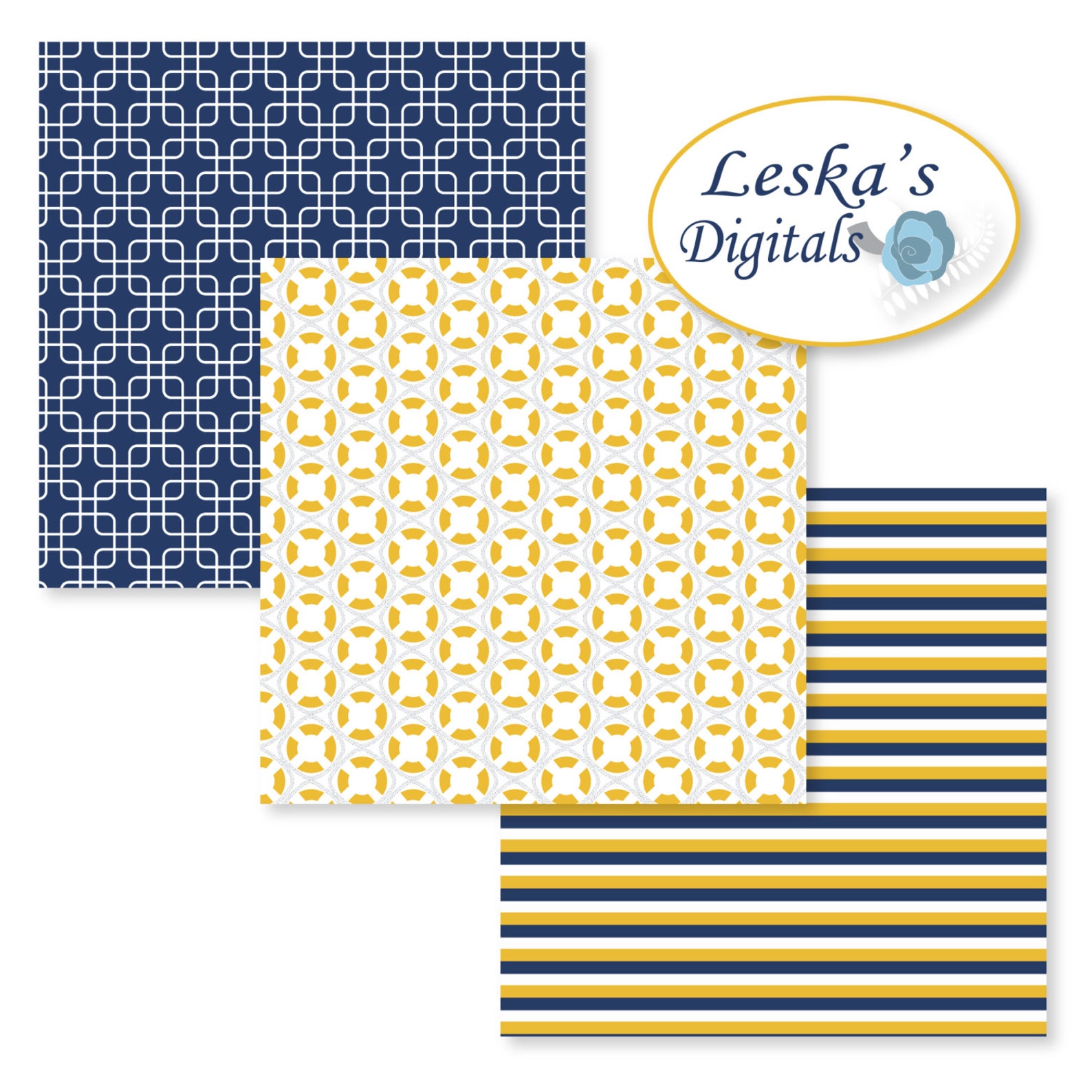 Nautical Patterned Paper Nautical Digital Backgrounds - Etsy