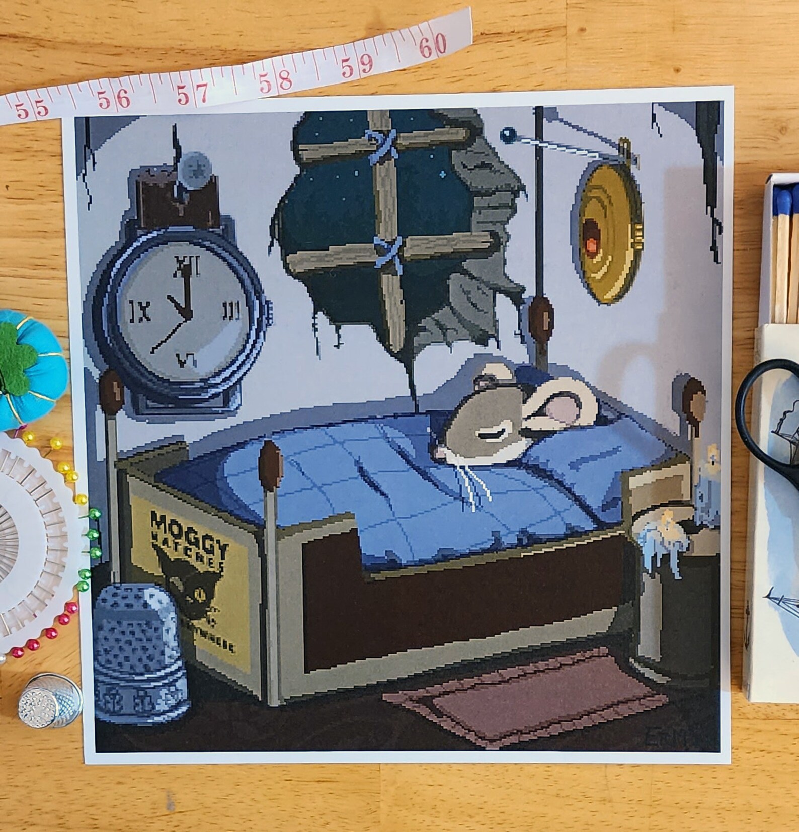 Cozy Mouse Pixel Art Print - Etsy