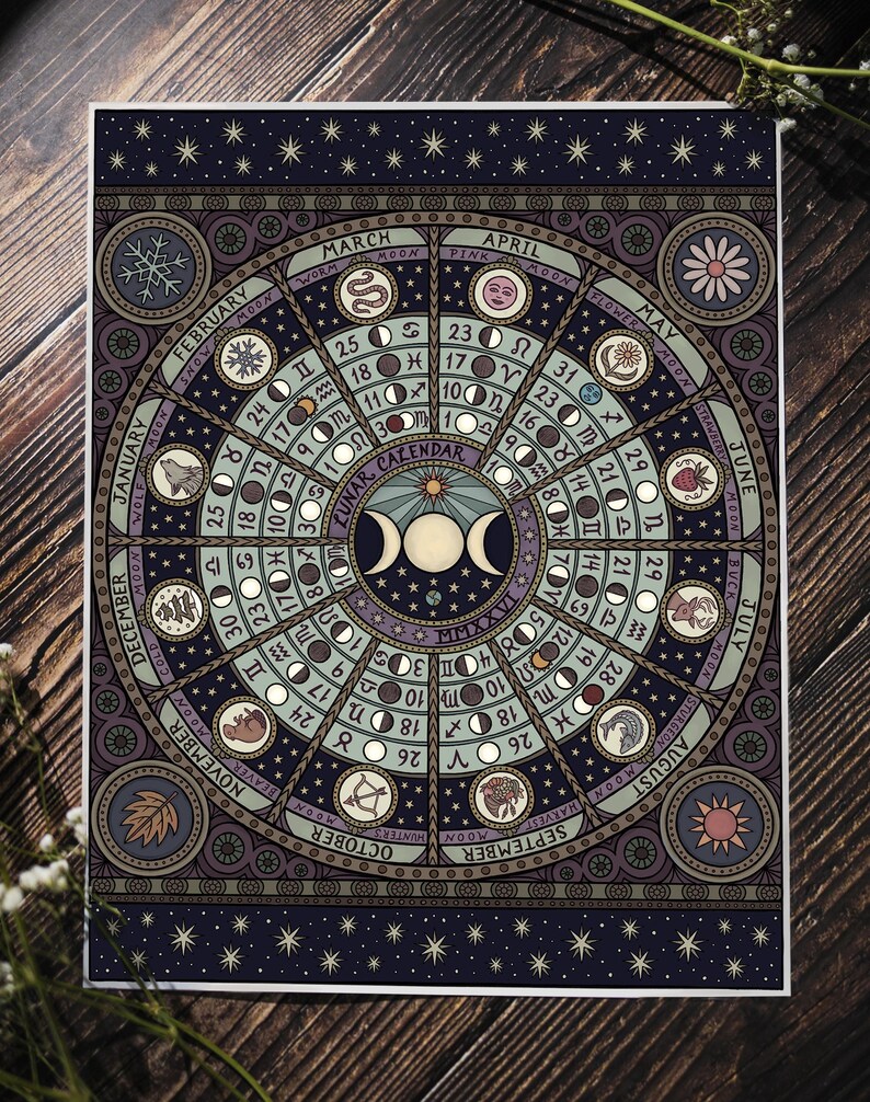 Mondphasenkalender 2026 mit Sternzeichen & Finsterständen - 26x33 cm ...