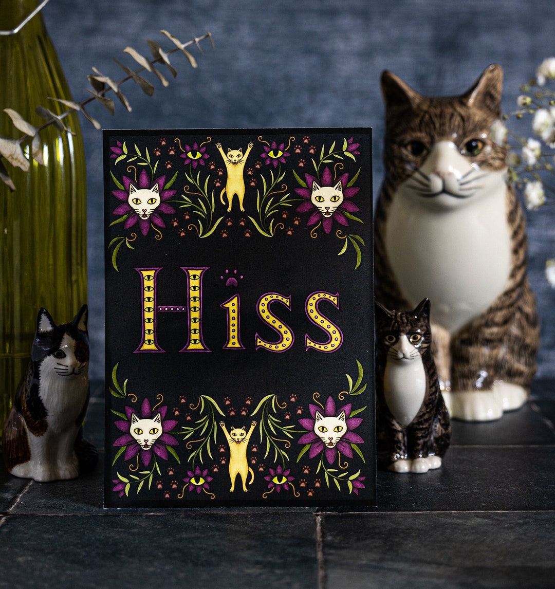 Hiss Note Card for Cat Lovers, Altar Decor, Art Print, Postcard - Etsy