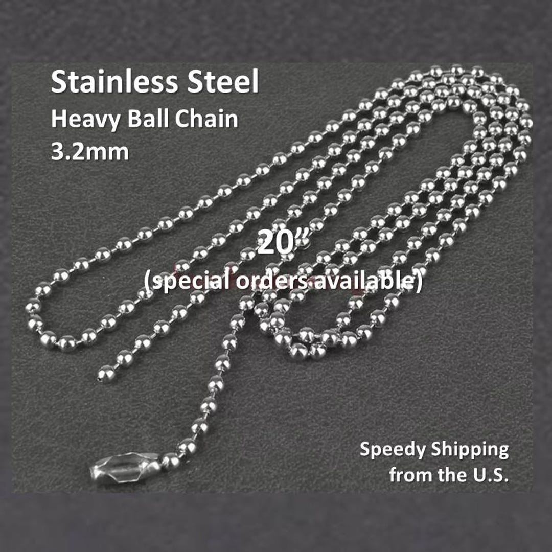 20" (3.2mm) Stainless Steel Ball Chain Finished Necklace (single/bulk ...