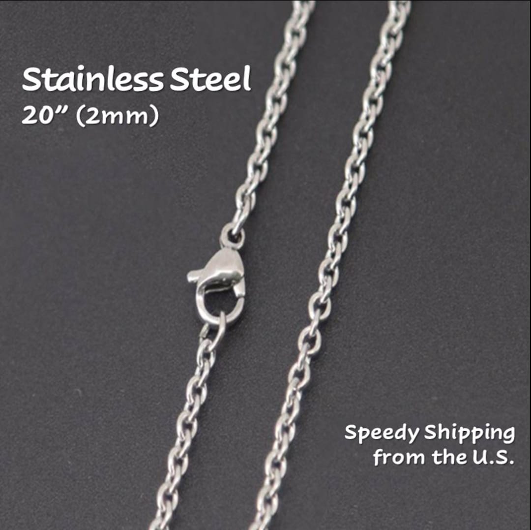 20" (2.0mm) Stainless Steel Finished Necklace Chain (single/bulk ...