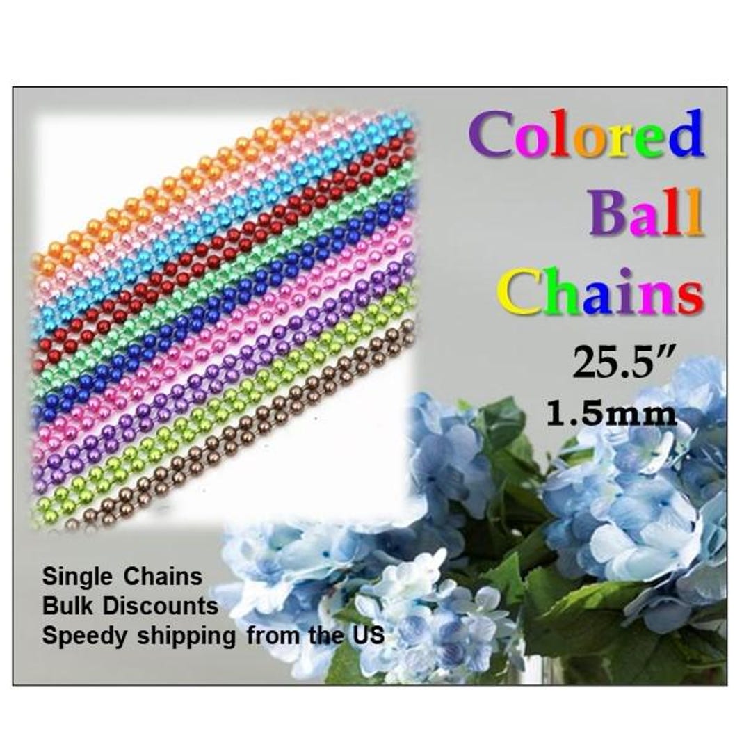 25.5" (1.5mm) Colored Ball Chains Finished Necklace Single/bulk Basic ...