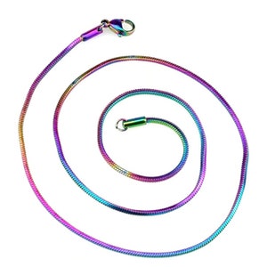 18" (45cm) Iridescent Stainless Steel Snake Chain. Finished Chain ...
