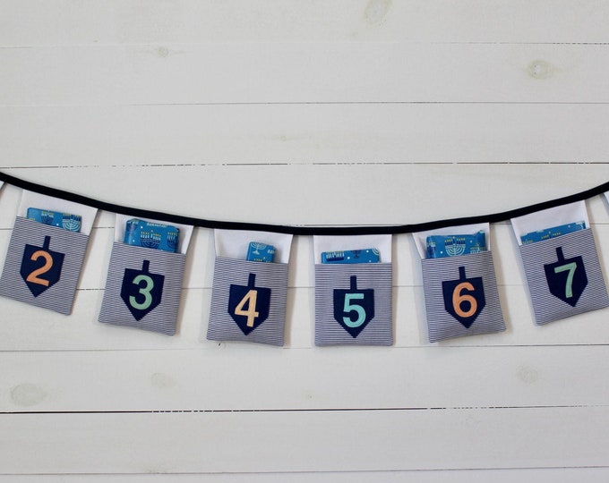 Hanukkah Countdown Banner, Hanukah Pocket, Stocking, Advent - Etsy