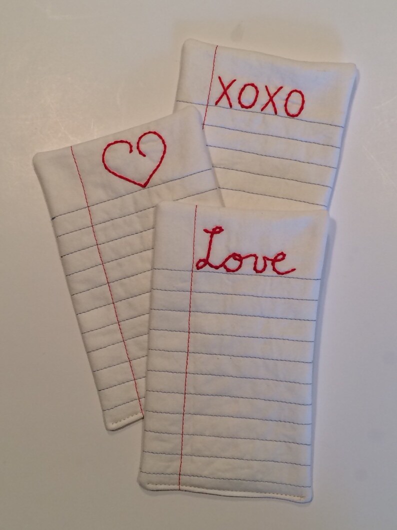 Embroidered fabric love notes Valentine's Day or any day | Etsy