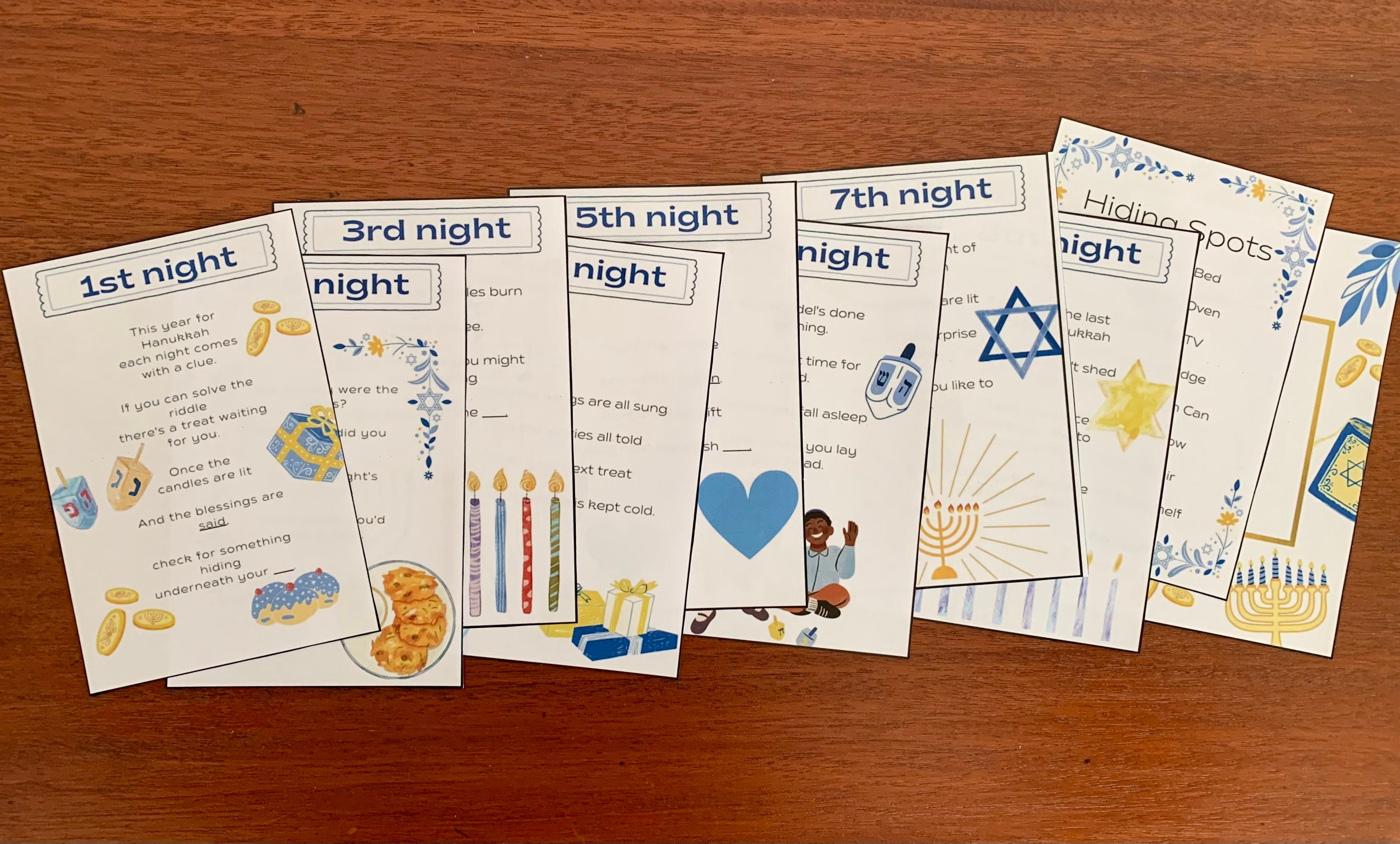 Scavenger Hunt Clues Printable Card Inserts for the Hanukkah - Etsy