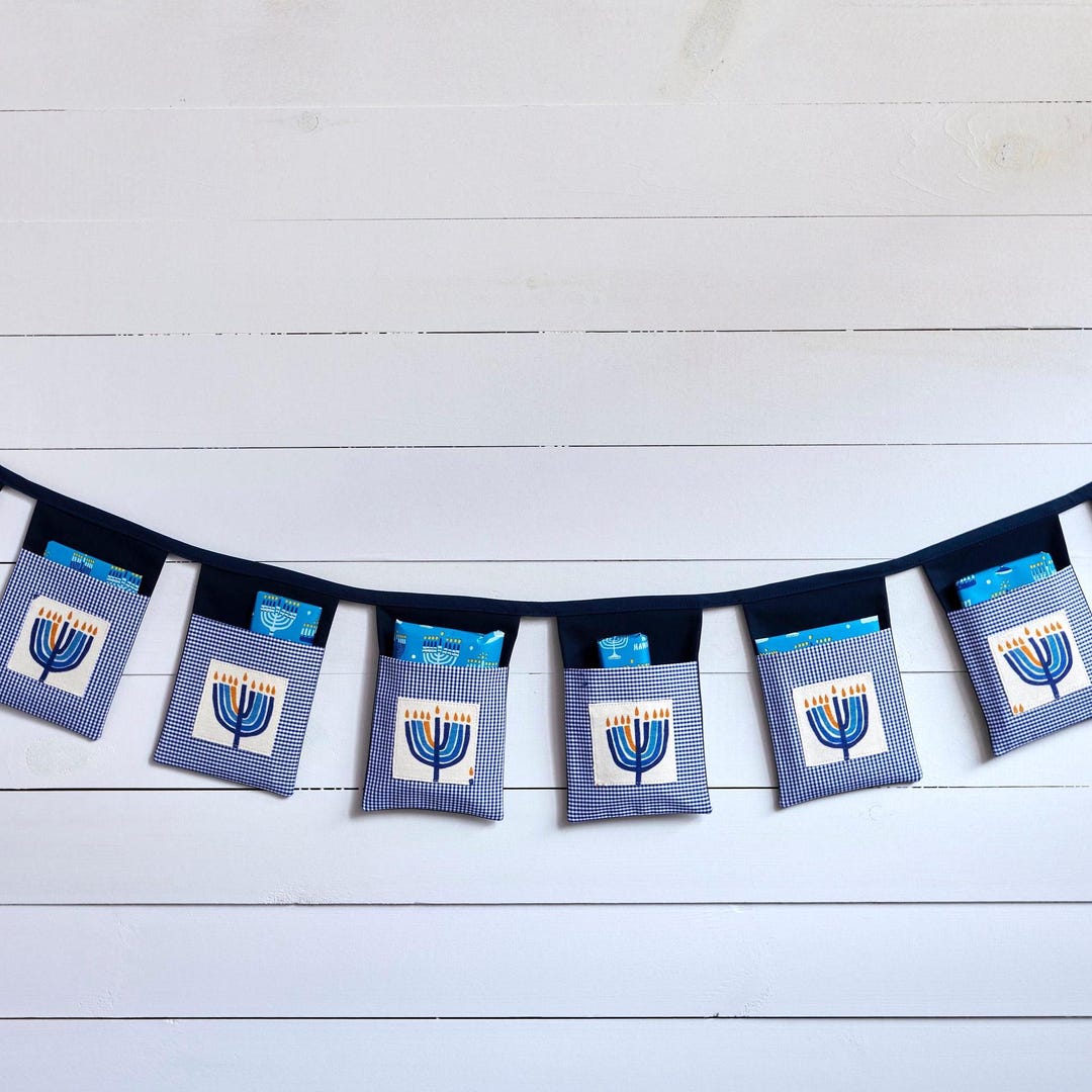 Hanukkah Menorah Bunting, Chanukah Countdown Advent, Hanukah Stocking ...