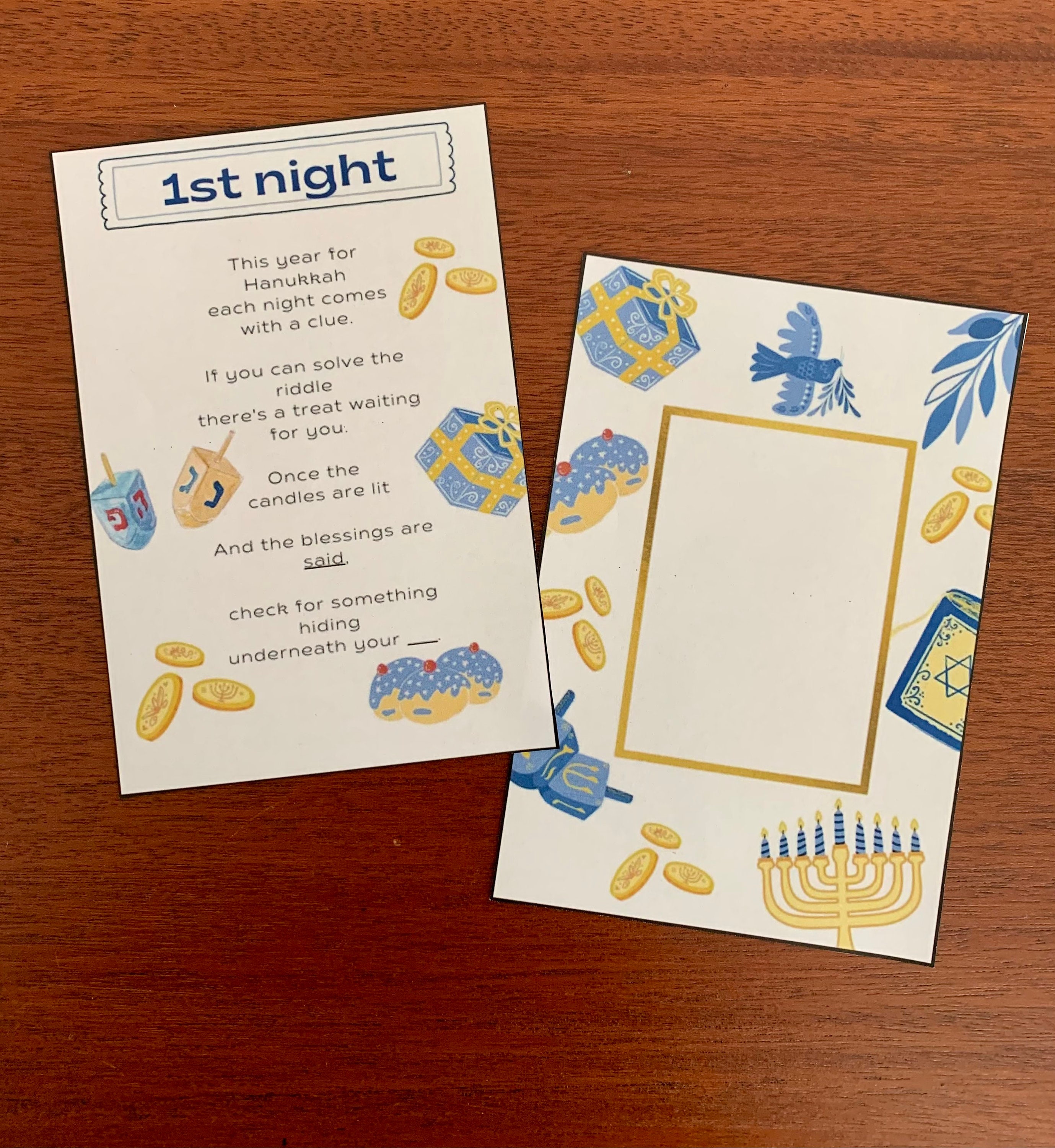 SCAVENGER HUNT Clues - Printable Card Inserts for the Hanukkah Pocket ...