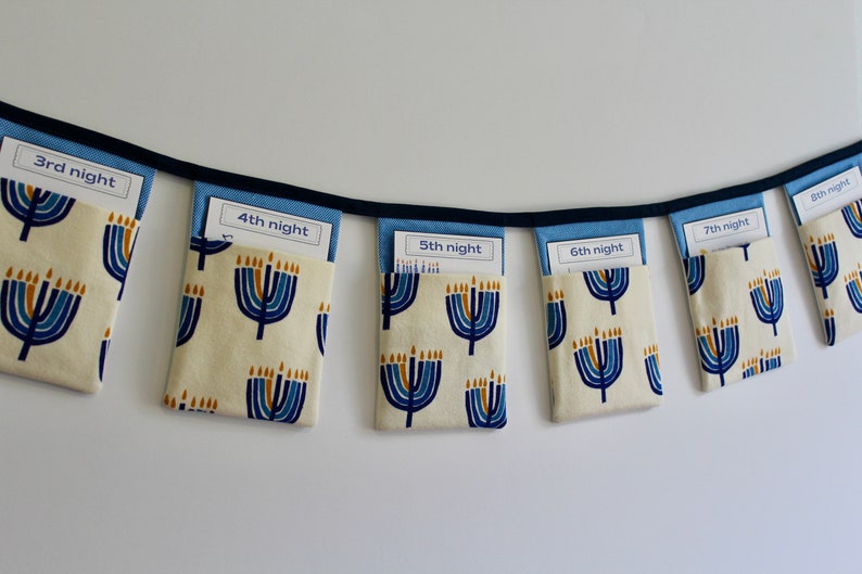 Hanukkah Menorah Banner, Chanukah Countdown Stocking, Hanukah Advent - Etsy