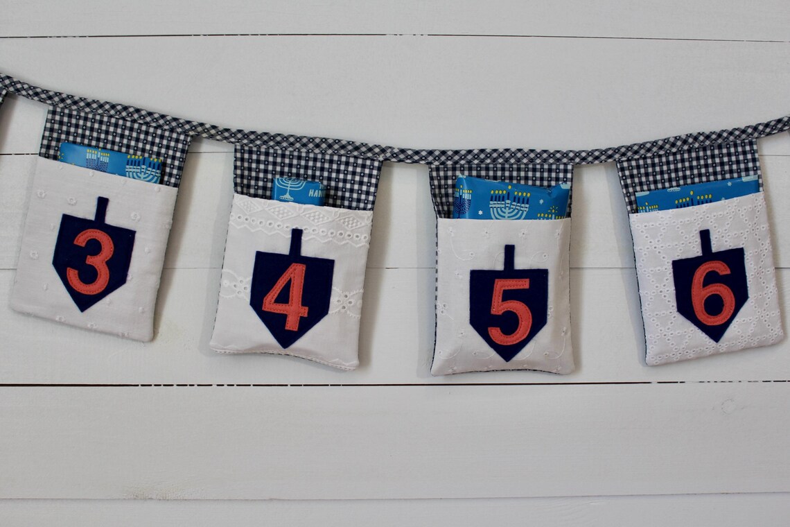 Hanukkah Dreidel Banner, Hanukah Stocking, Chanukah Advent - Etsy