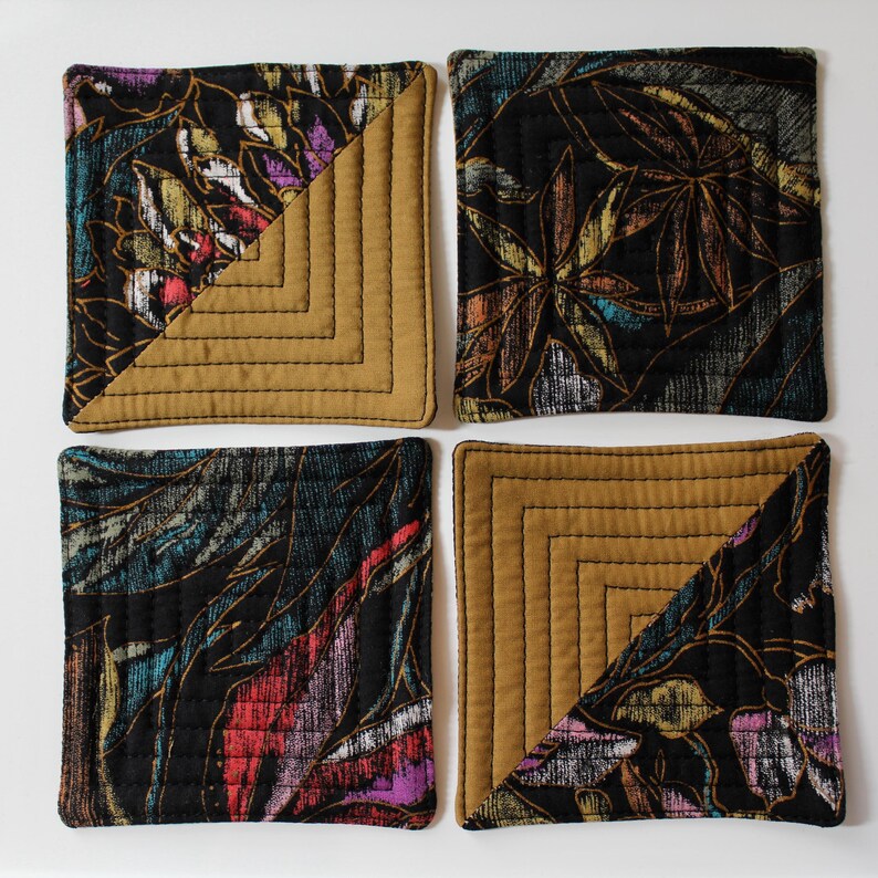 Quilt Block Inspired Fabric Coasters, Reversible Mug Rugs - Etsy