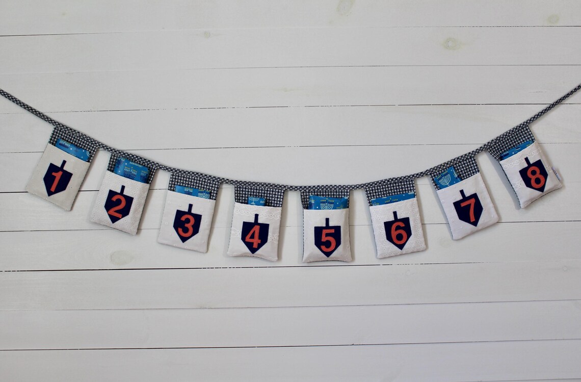 Hanukkah Dreidel Banner, Hanukah Stocking, Chanukah Advent - Etsy
